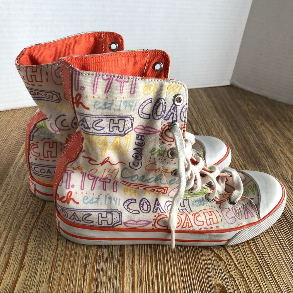 Coach “Bonney” All White Hightop! Colorful Coach Desi… - Gem